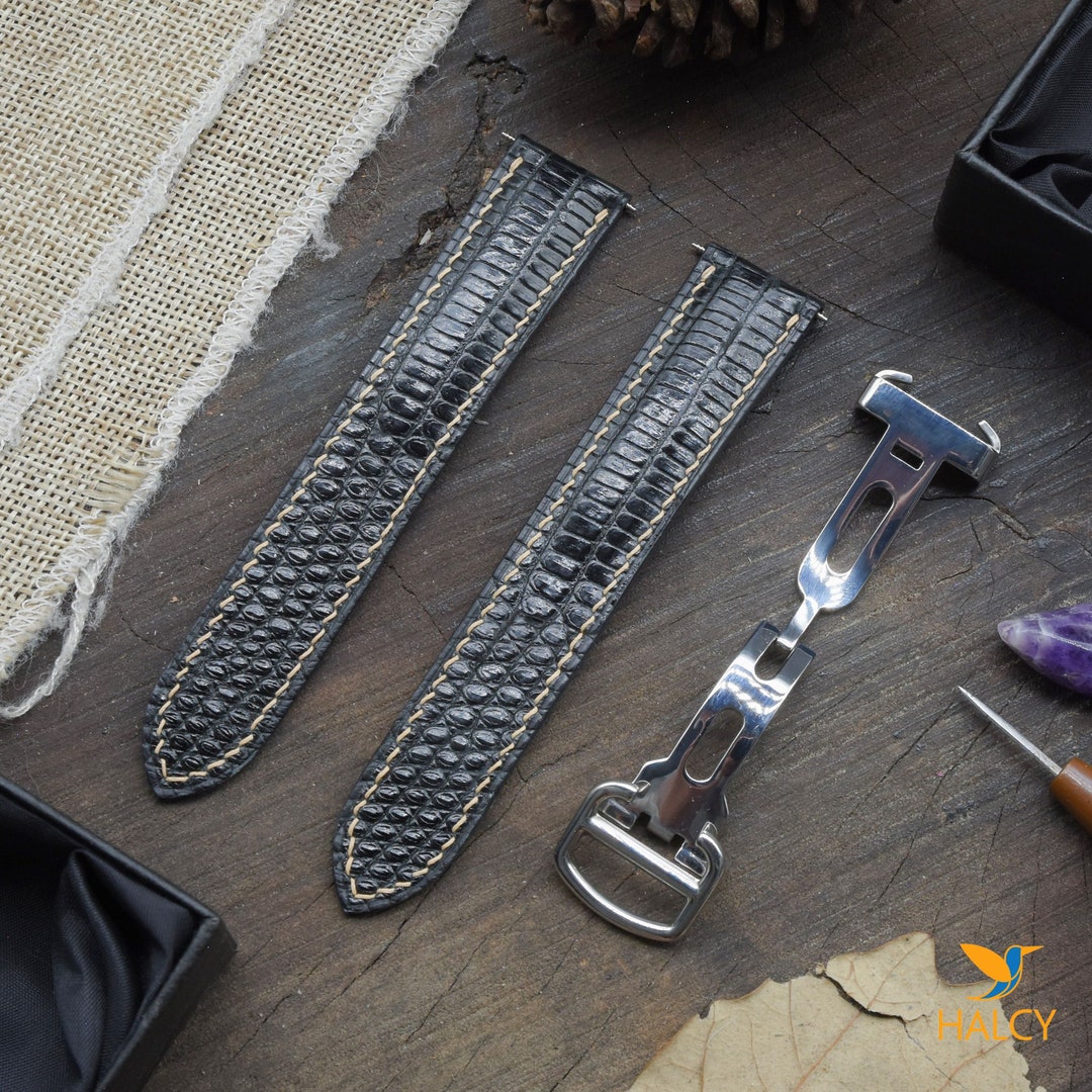 Black Java Lizard Skin Watch Strap Used With Deployment - Etsy