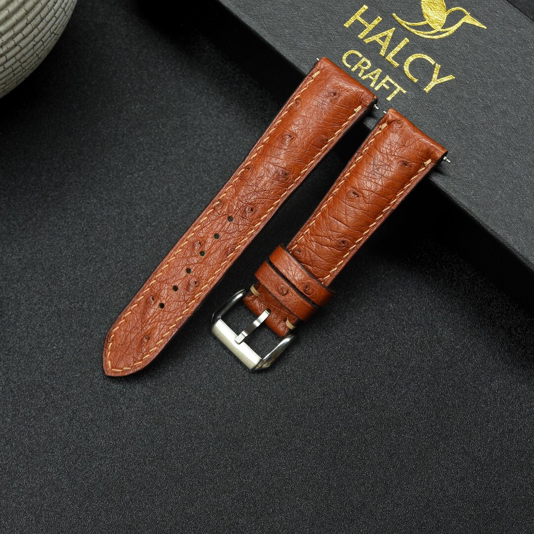Ostrich Leather Watch Strap, Choice of Width, Choice Color Buckle ...