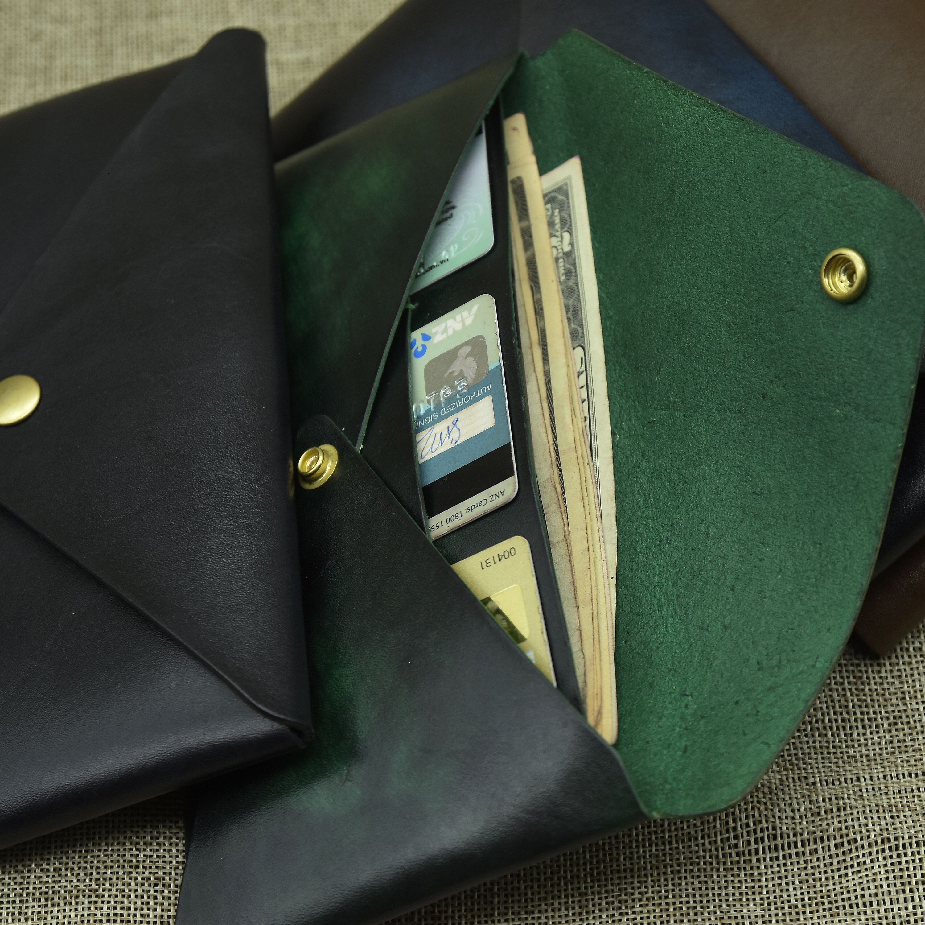 Personalized Leather Envelope Wallet: Mini Clutch, Money Holder - Etsy