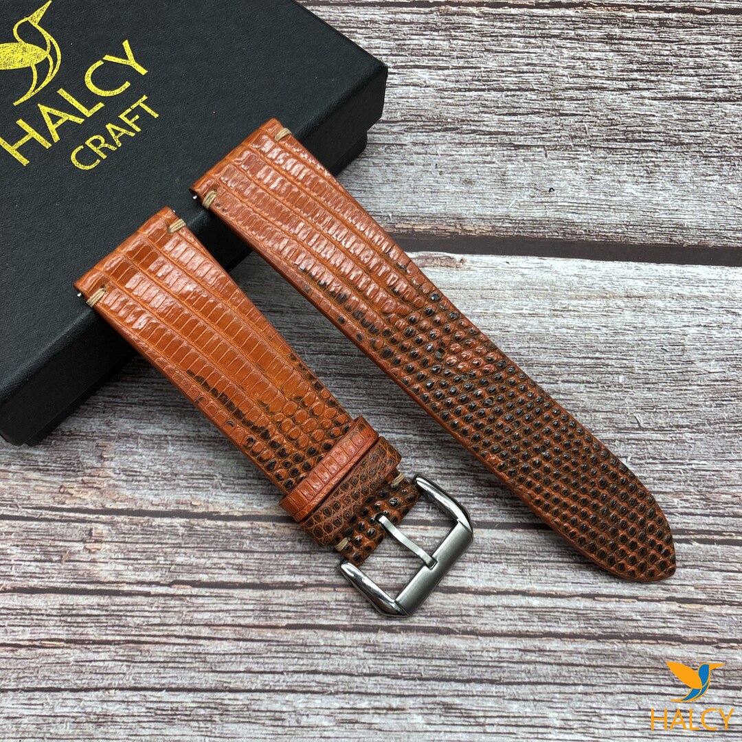 Orange Java Lizard Skin Watch Strap, Choice of Width, Choice Color ...