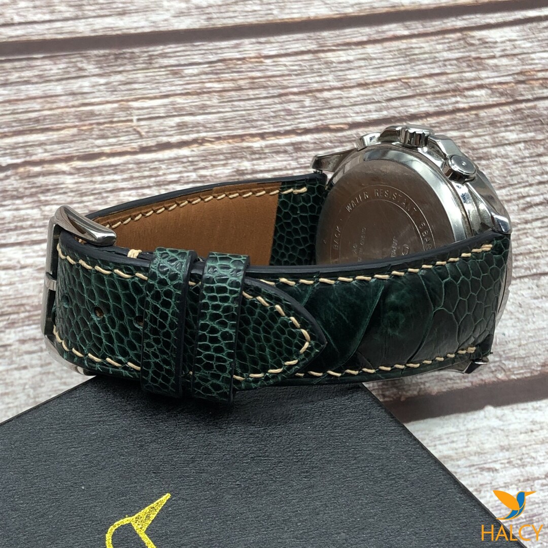 Green Ostrich Leg Leather Watch Strap, Choice of Width, Choice Color ...