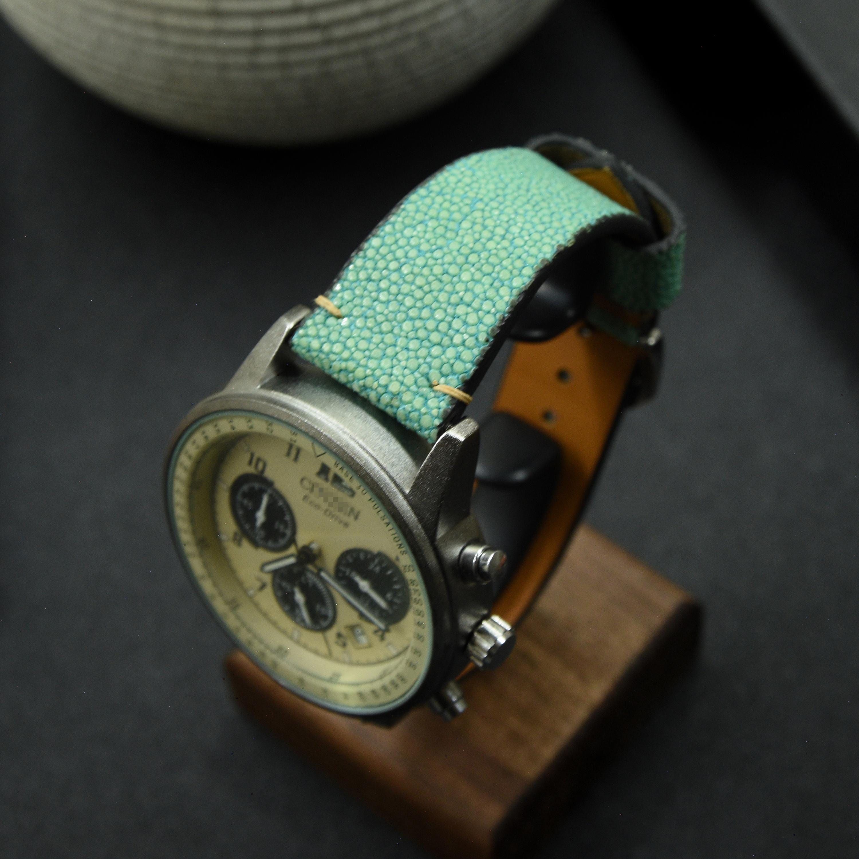 Turquoise Stingray Skin Watch Bands, Watch Strap, Choice of Width ...