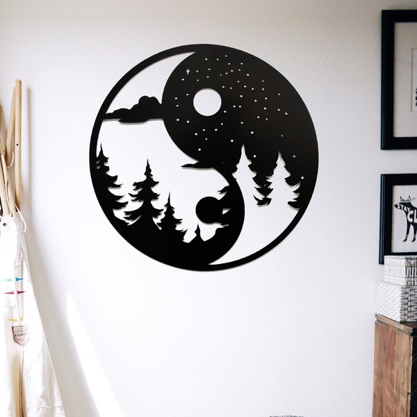 Yin Yang Wood Metal Art - Etsy