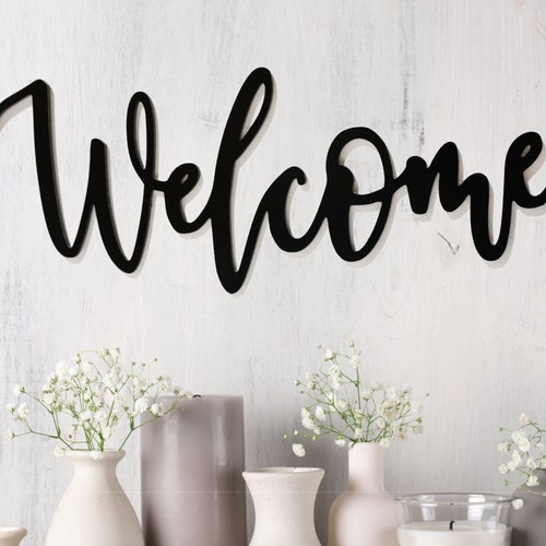 Welcome Sign Outdoor Metal Wall Art / Housewarming Gift / | Etsy