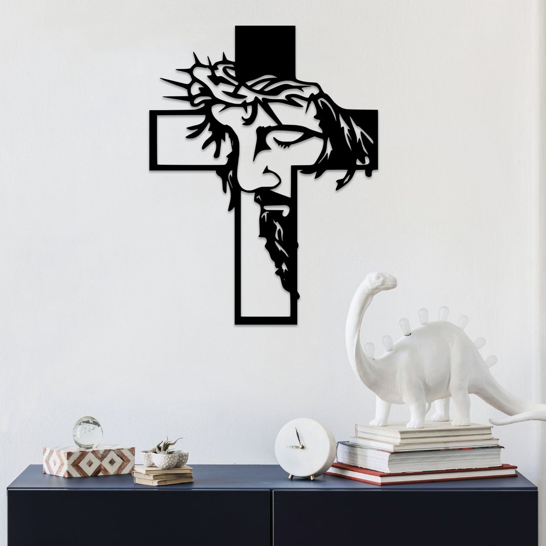 Jesus Christ Cross Metal Wall Art | Jesus Face Cross Metal Religious ...