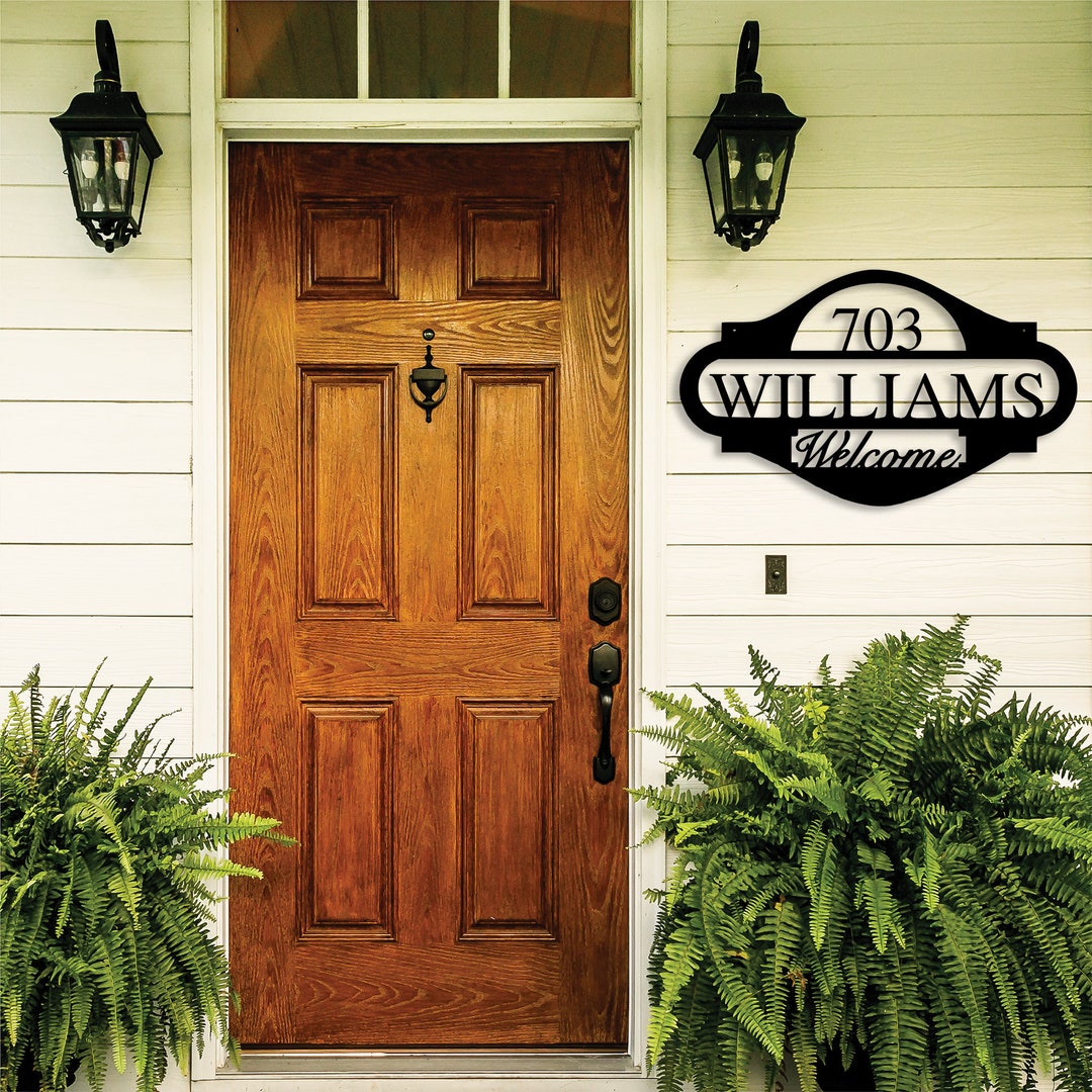 Name Monogram Address Sign - Welcome Sign, Address Sign, House Number ...