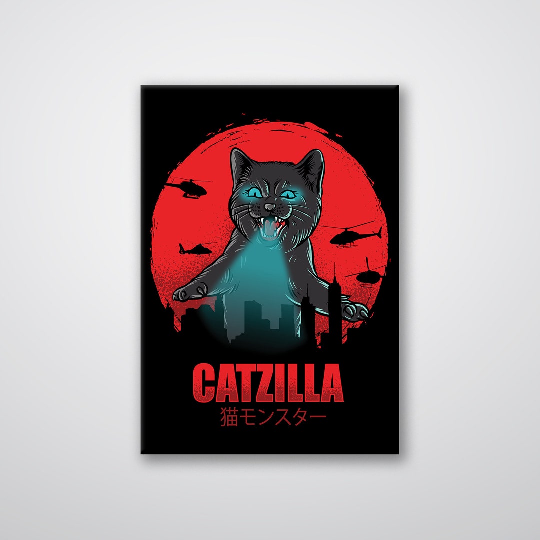 Catzilla Metal Print || Cat Wall Art || Metal Wall Art || Animal Lover ...