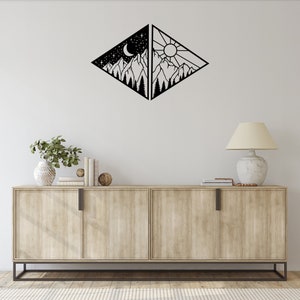 Day and Night Mountains - Metal Wall Art / Housewarming Gift / Home ...