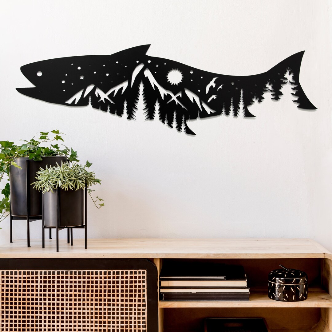 Salmon Fish Metal Wall Art / Housewarming Gift / Home Decor / Metal ...