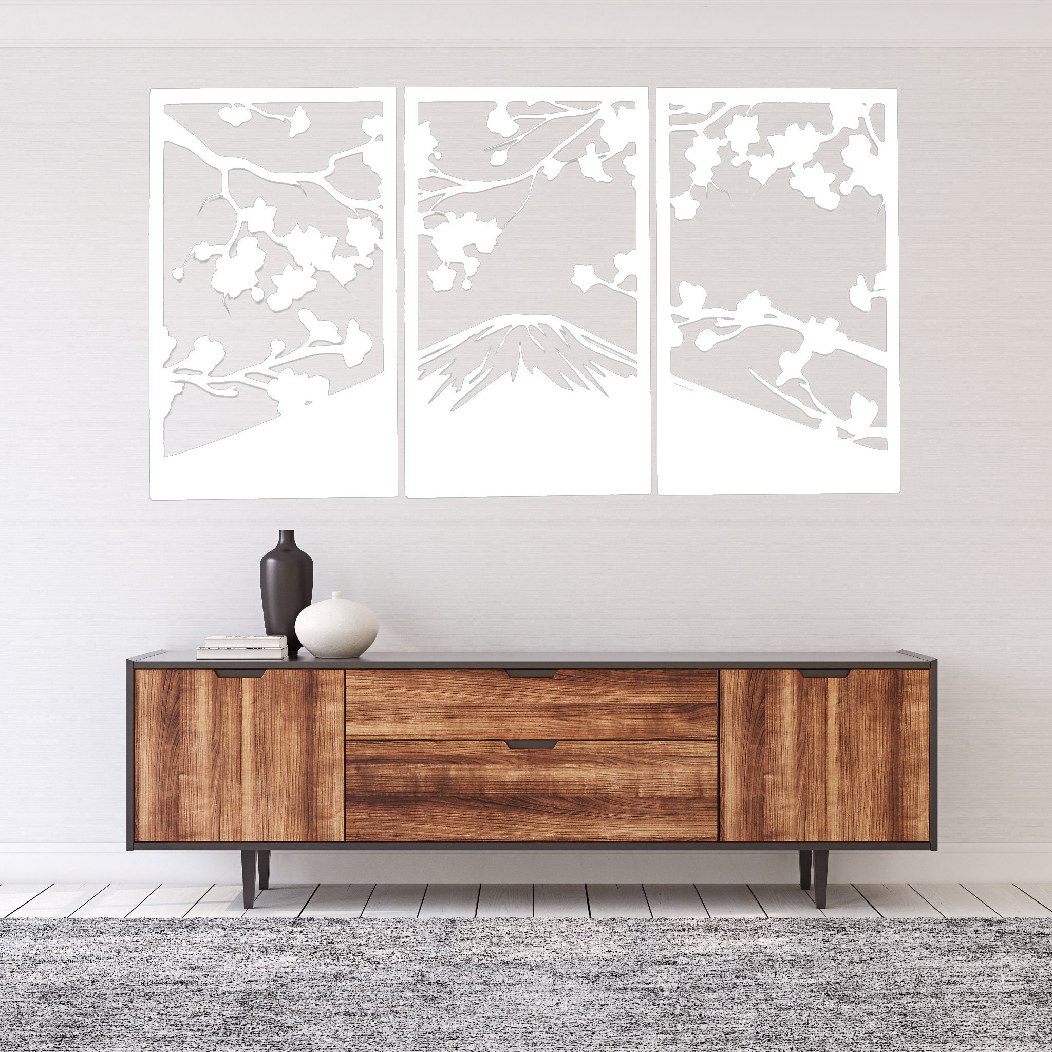Sakura Cherry Blossom Metal Wall Art: Japanese Triptych - Etsy