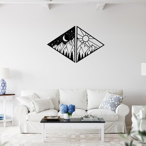 Day and Night Mountains - Metal Wall Art / Housewarming Gift / Home ...