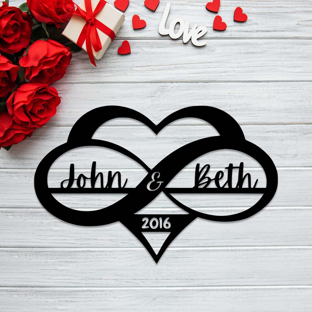 Personalized Infinity Heart Sign | Anniversary Sign | Custom Name Sign ...