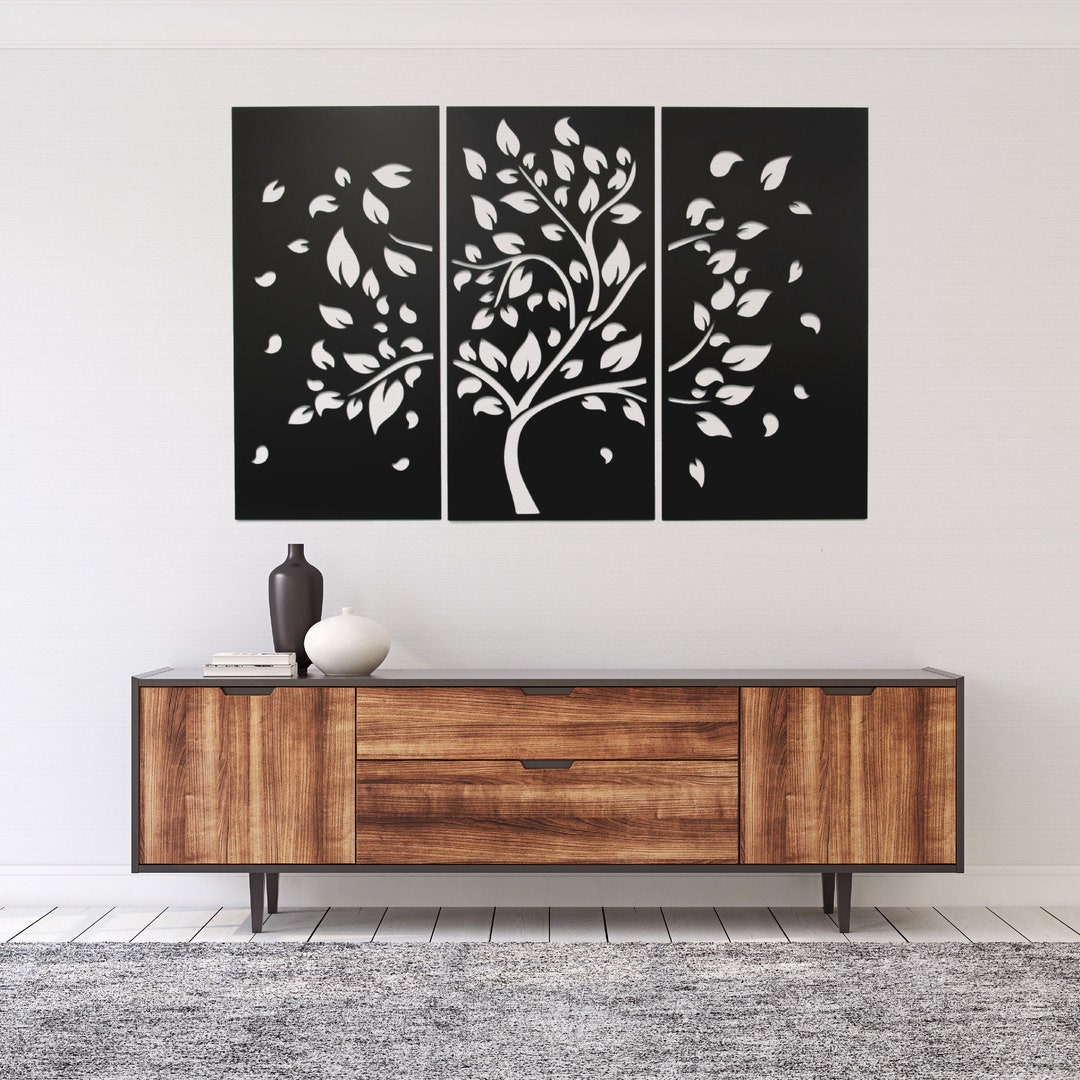 Tree Metal Wall Art 3 Piece Tree Decor Wall Hanging Tree Sign Home ...