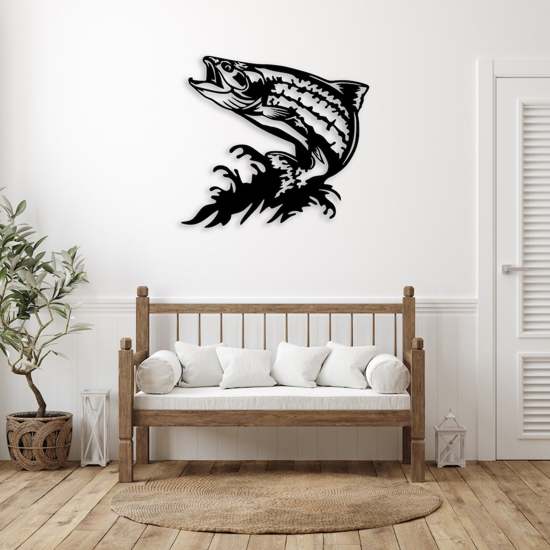 Jumping Trout Metal Wall Art || Housewarming Gift || Home Decor ...