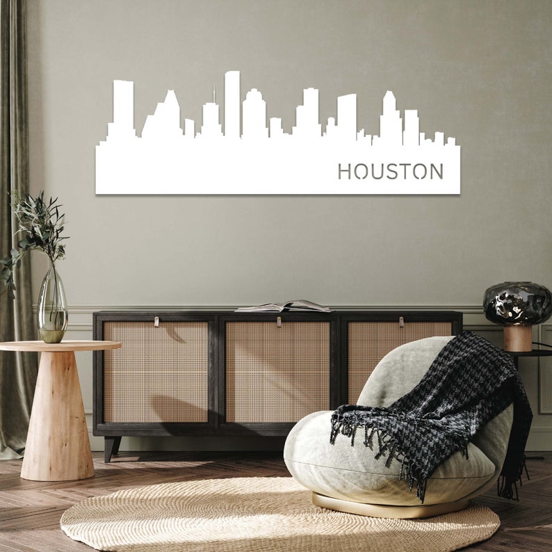Houston Skyline Metal Wall Art: Black Matte Silhouette - Etsy