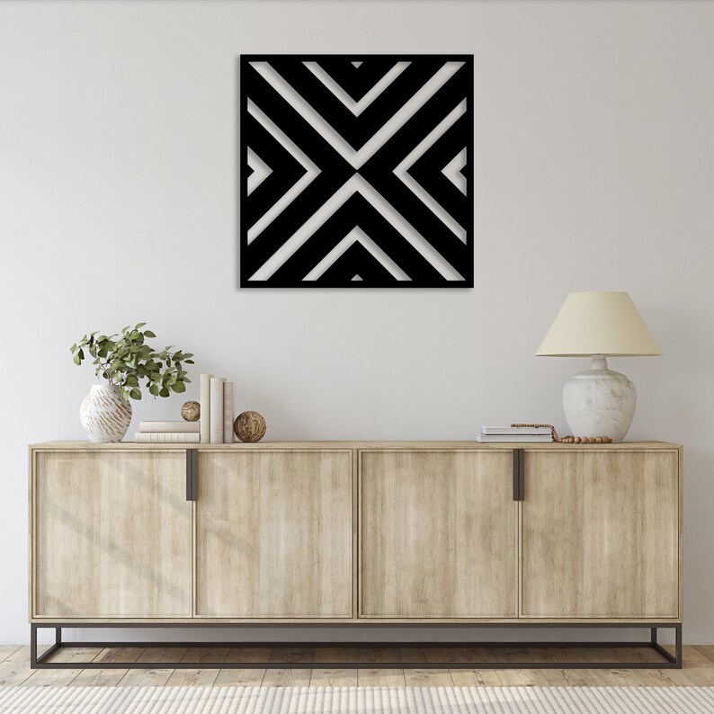 Geometric Square Pattern, Metal Wall Decor, Housewarming Gift, Door ...