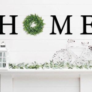 HOME Letters With Wreath || Large Metal Letters for Wall Décor Painted ...