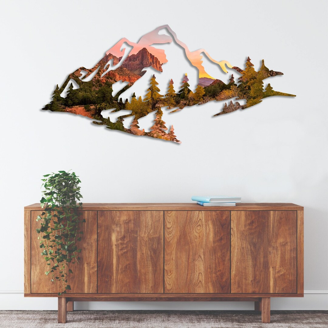 Zion National Park Metal Wall Art: Mountain Range View, Indoor Outdoor ...