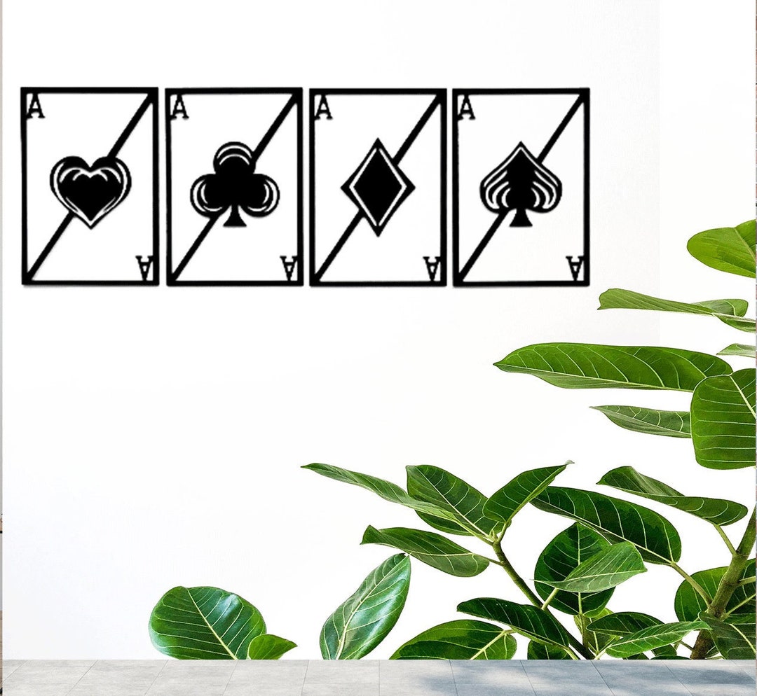 Playing Cards Metal Wall Art for Housewarming Gift Quad Aces Home Decor ...