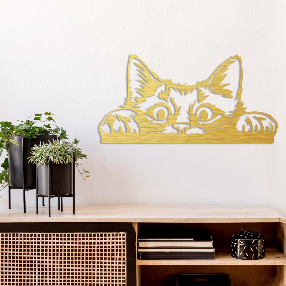 Peeking Cat Metal Wall Art / Housewarming Gift / Home Decor - Etsy