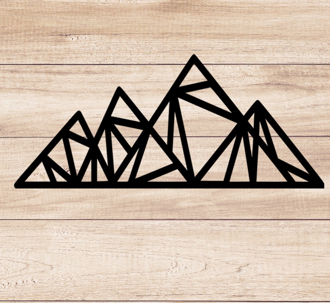 Geometric Triangle Mountains Wall Art | Metal Mountain Wall Art ...