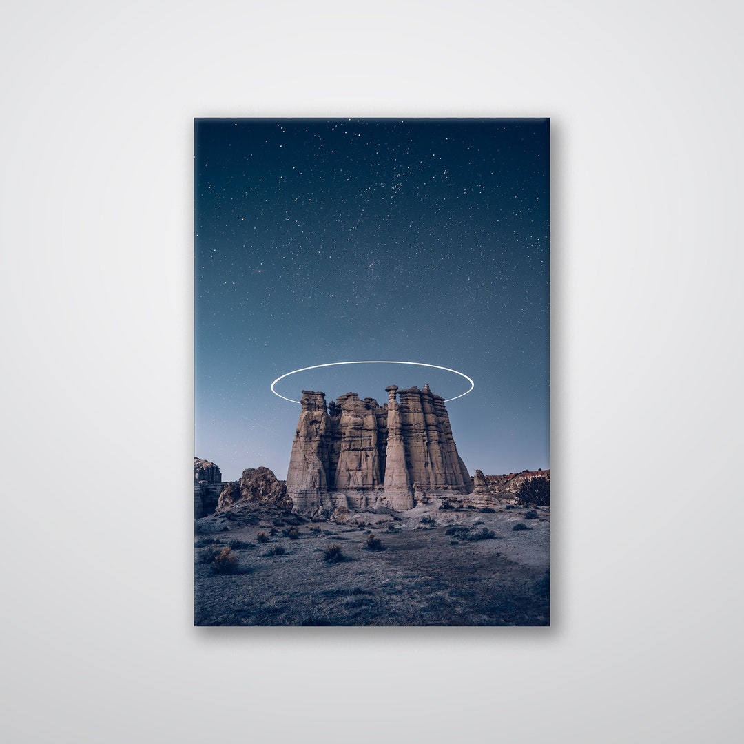 Rock Formation Art Print: Desert Landscape, Starry Night Sky - Etsy