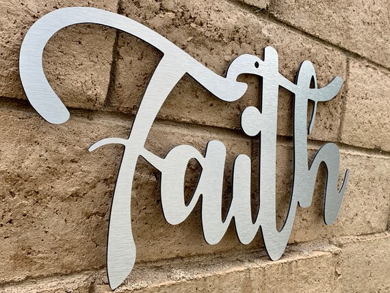 Dining Room Wall Art Faith Metal Word Faith Sign Cursive Word Wall Art ...