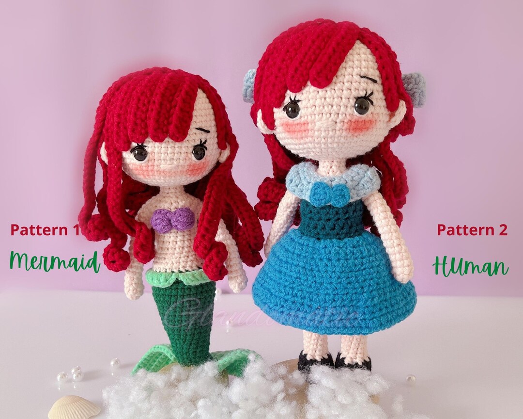 Princess Ariel Crochet Doll - Mermaid Disney Character Plush - Princess ...