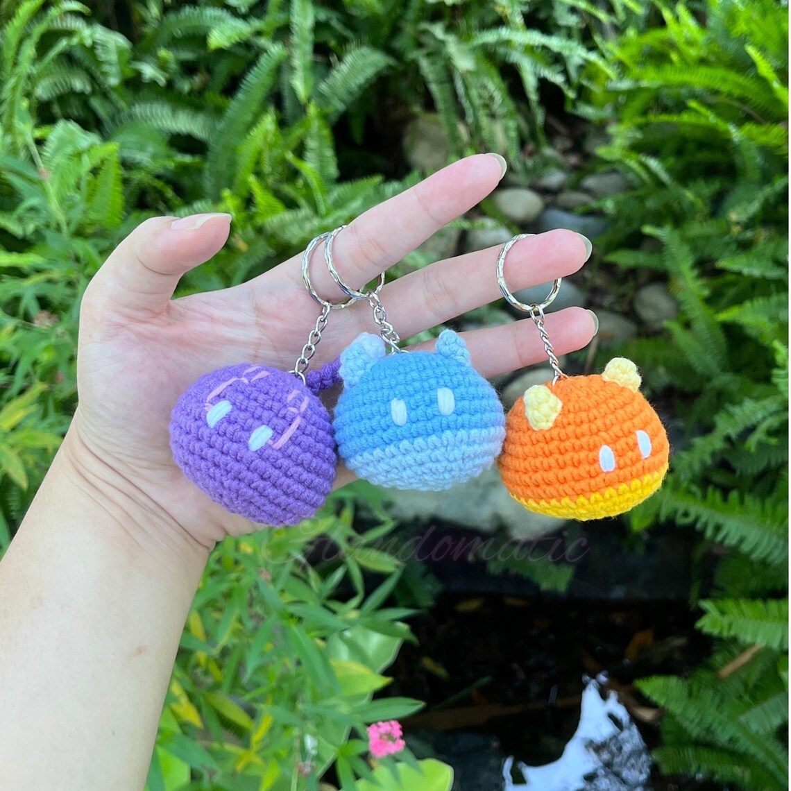 Crocheted Slime Genshin Impact Keychain Mutant Electro - Etsy