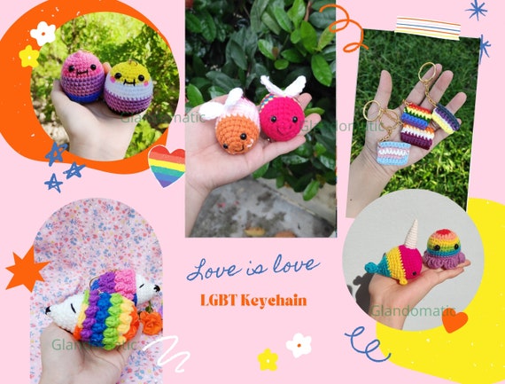 Custom LGBT Crochet Plush LGBT Pride Crocheted Keychain - Etsy