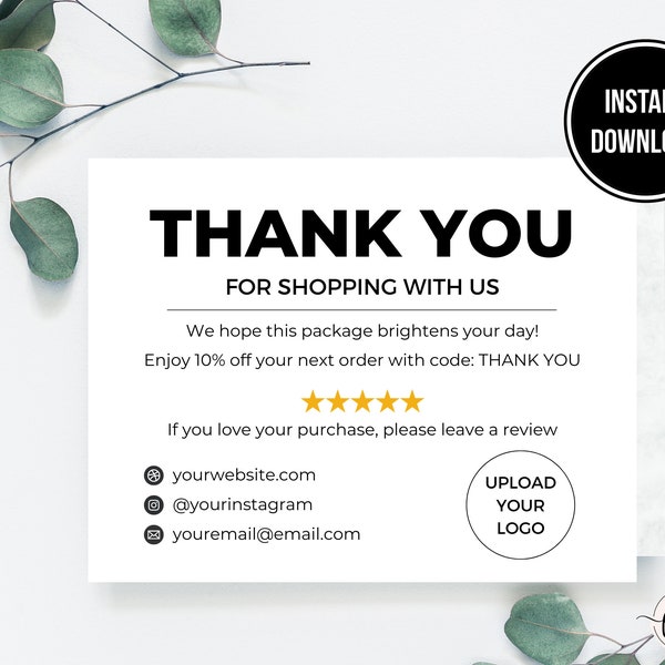 Thank You for Shopping With Us Cards - Etsy
