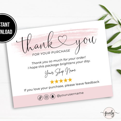 Thank You for Your Purchase Printable Card Please Leave a - Etsy