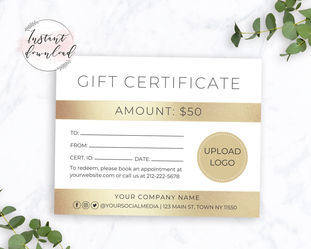 Gold Gift Certificate Template Printable Editable Gift Card - Etsy