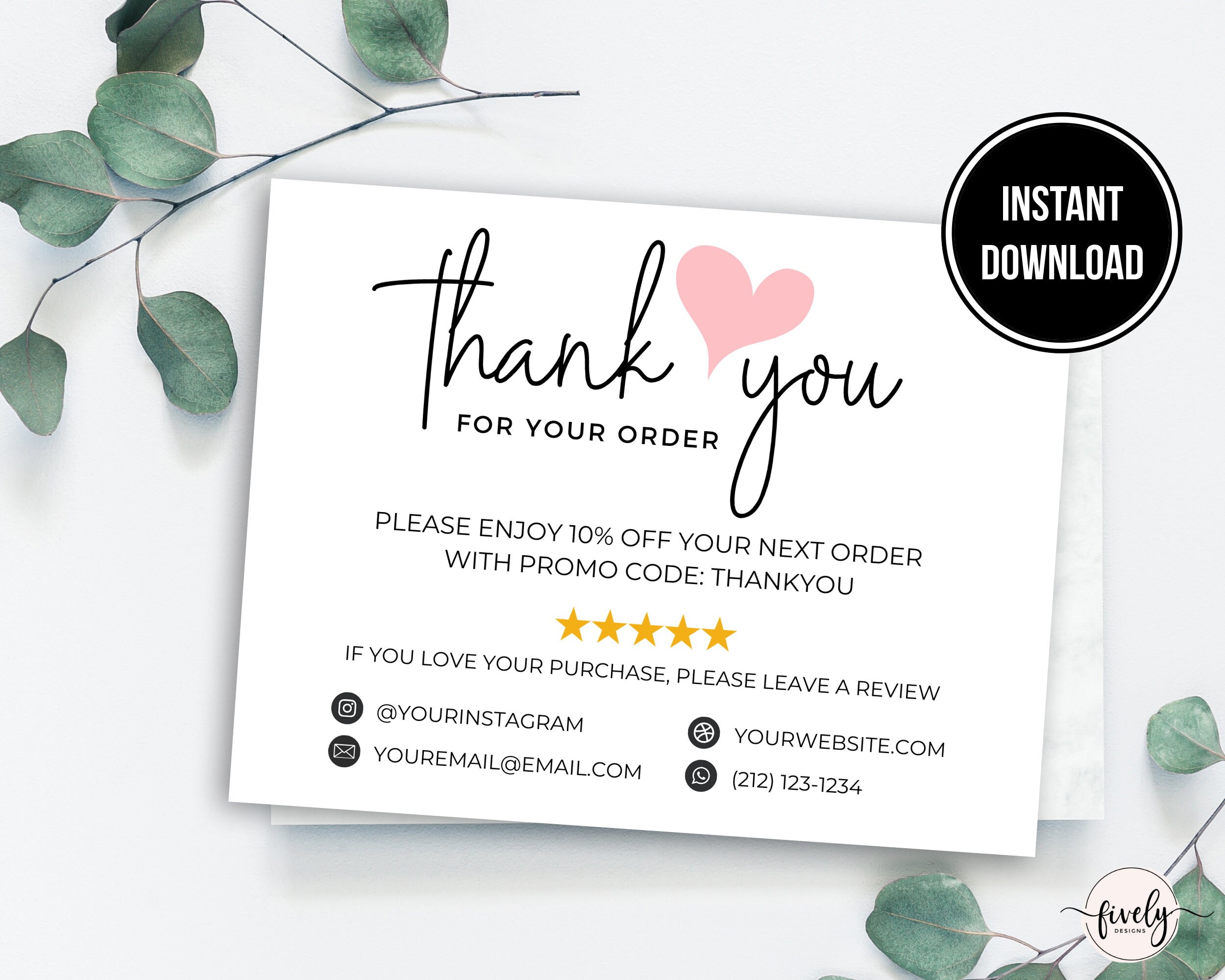 Business Thank You Insert Cards Customer Thank You For Your Order