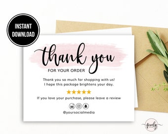 Printable Thank You Cards Business Template Etsy Small - Etsy