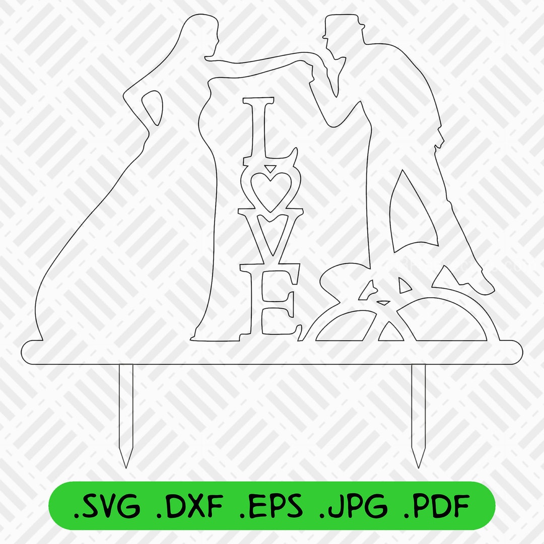 Wedding Cake Topper, Cake Decoration Svg Dxf Eps Jpg Pdf Template ...