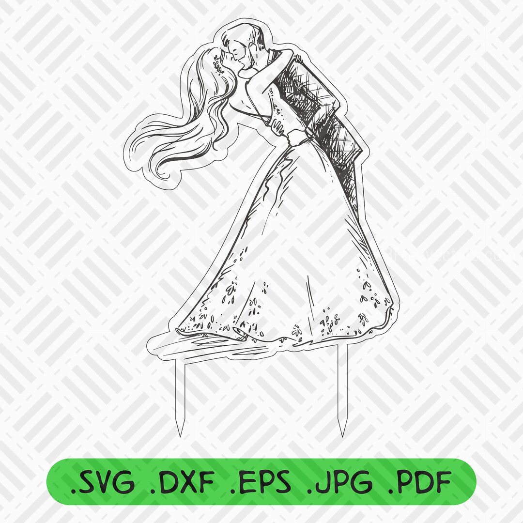 Wedding Cake Topper, Cake Decoration Svg Dxf Eps Jpg Pdf Template ...
