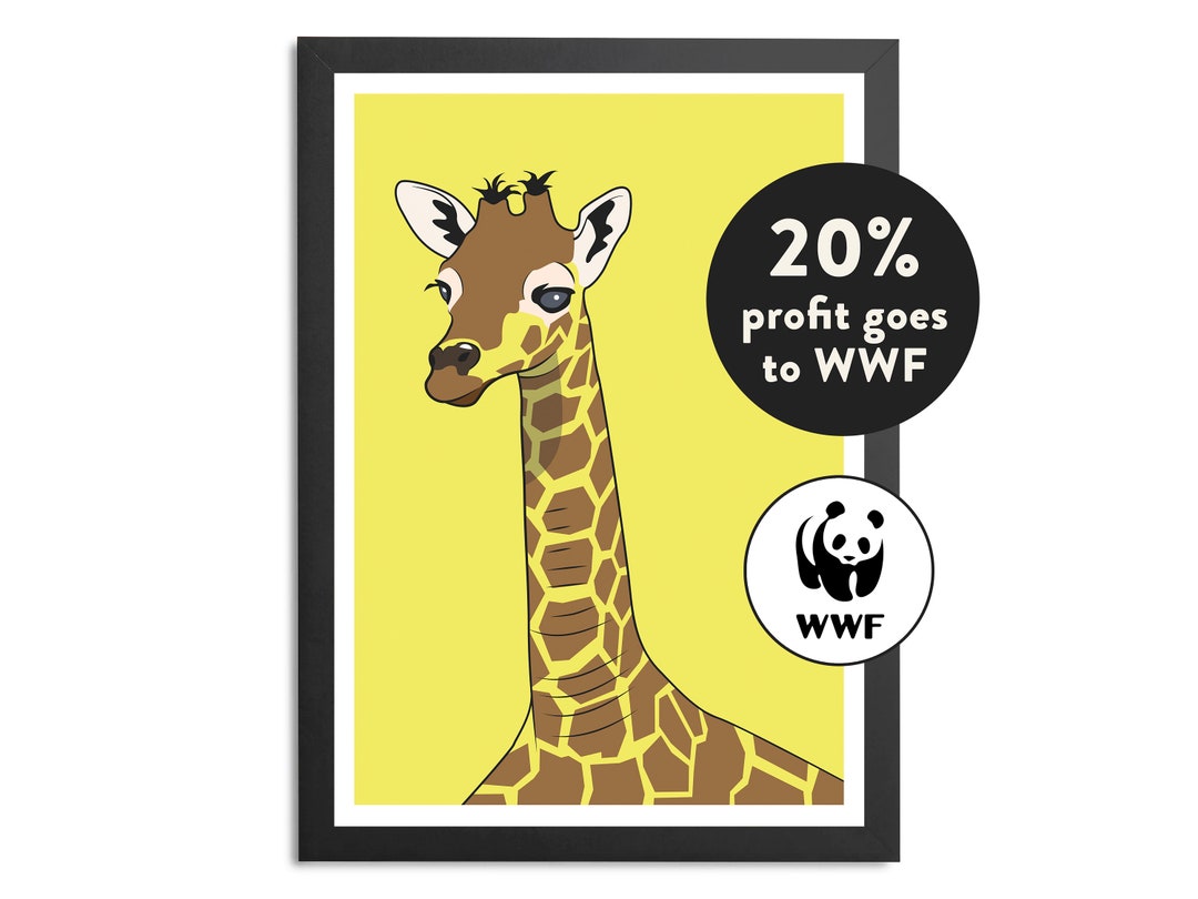 Giraffe Poster Cartoon Drawing Portrait A5/A4 Posters WWF Charity ...