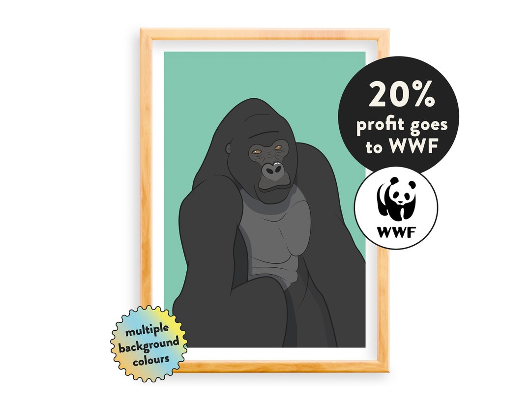 Gorilla Wall Art Poster Home Jungle Safari Animal Poster Gorillaz Wall ...