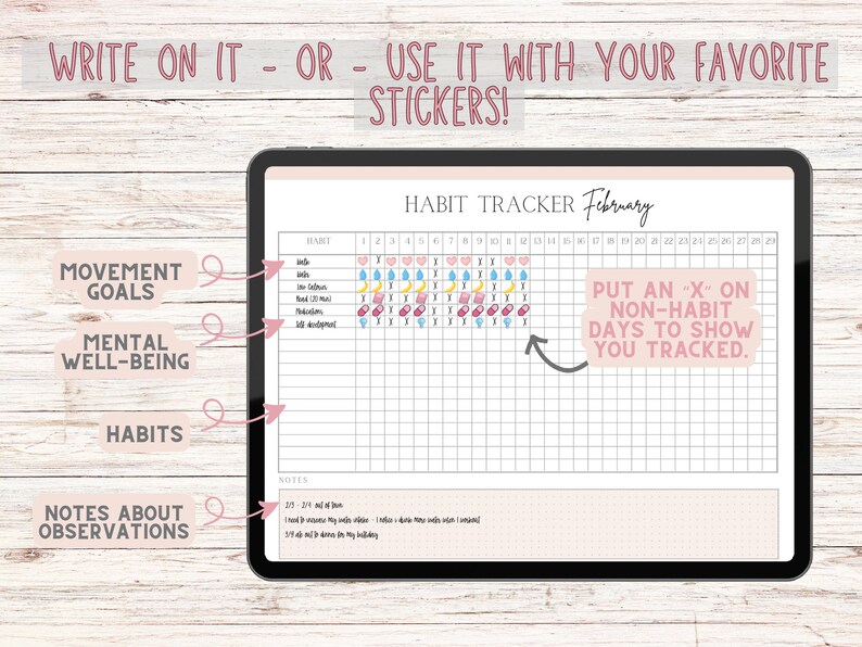 Printable Daily Habit Tracker Monthly Landscape Tracking Pink ...