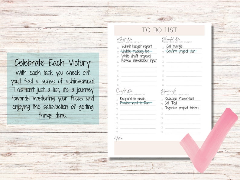 Cute Pink Printable Daily to Do List ADHD Friendly Eisenhower Matrix ...