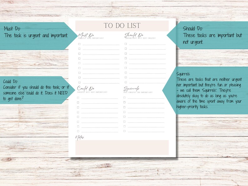 Cute Pink Printable Daily to Do List ADHD Friendly Eisenhower Matrix ...