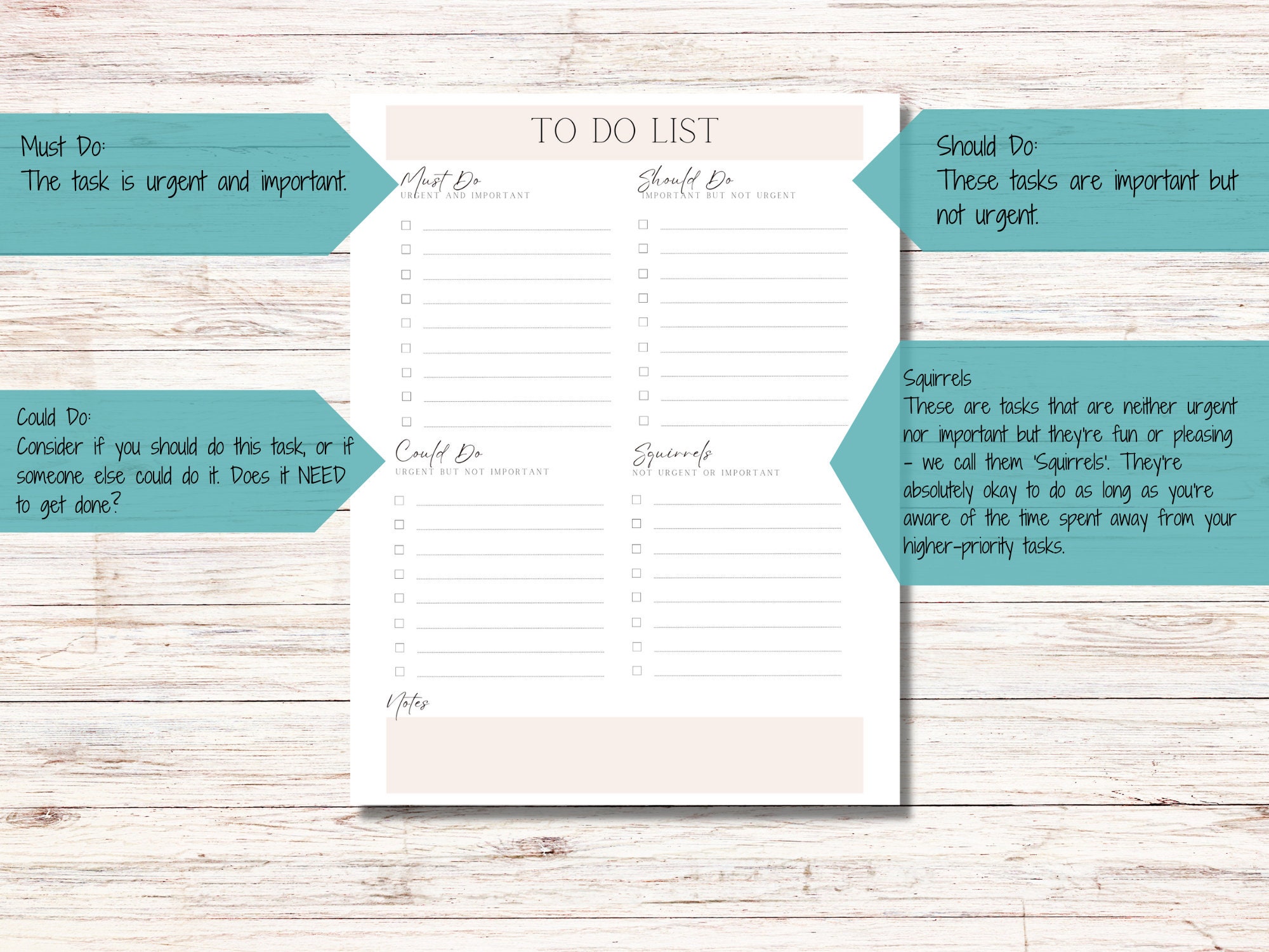 Cute Pink Printable Daily to Do List ADHD Friendly Eisenhower Matrix ...