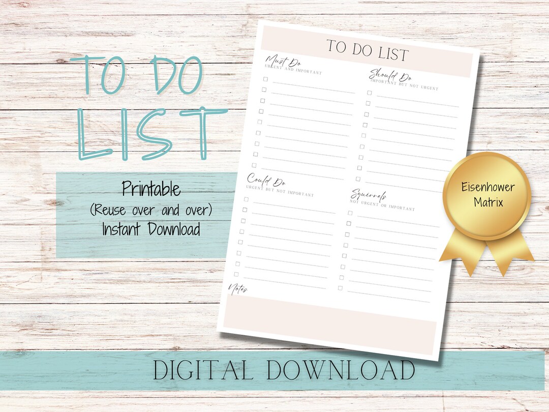 Cute Pink Printable Daily to Do List ADHD Friendly Eisenhower Matrix ...