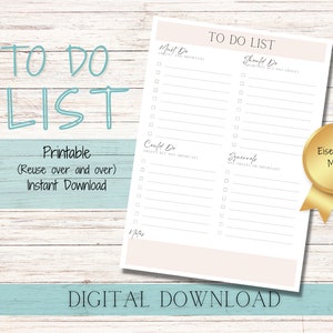 Cute Pink Printable Daily to Do List ADHD Friendly Eisenhower Matrix ...