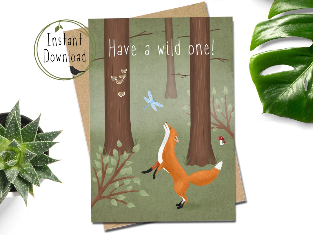 Printable Forest Inspired Birthday Card for Nature Lovers. Digital ...