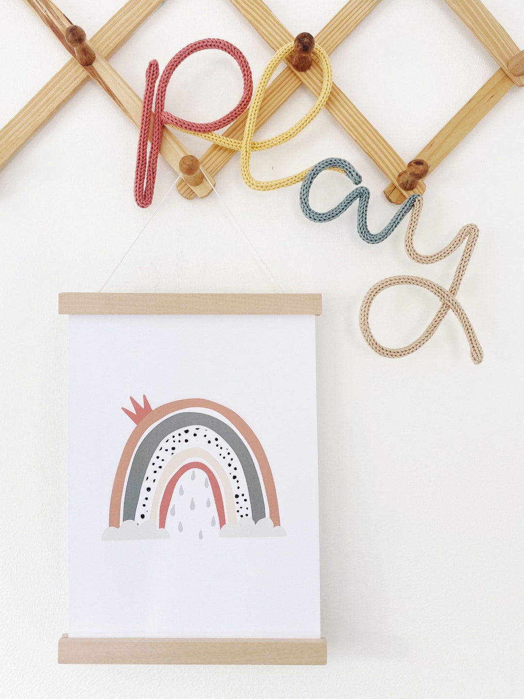 Rainbow Custom Knitted Wire Words/sign | Name Knitted Sign | Nursery ...