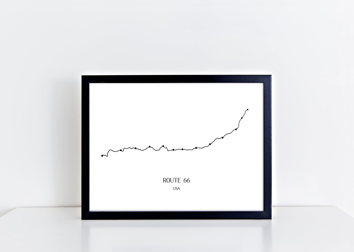 Route 66 Road Trip Line Drawing, USA Road Trip Print, Wall Art, Route ...