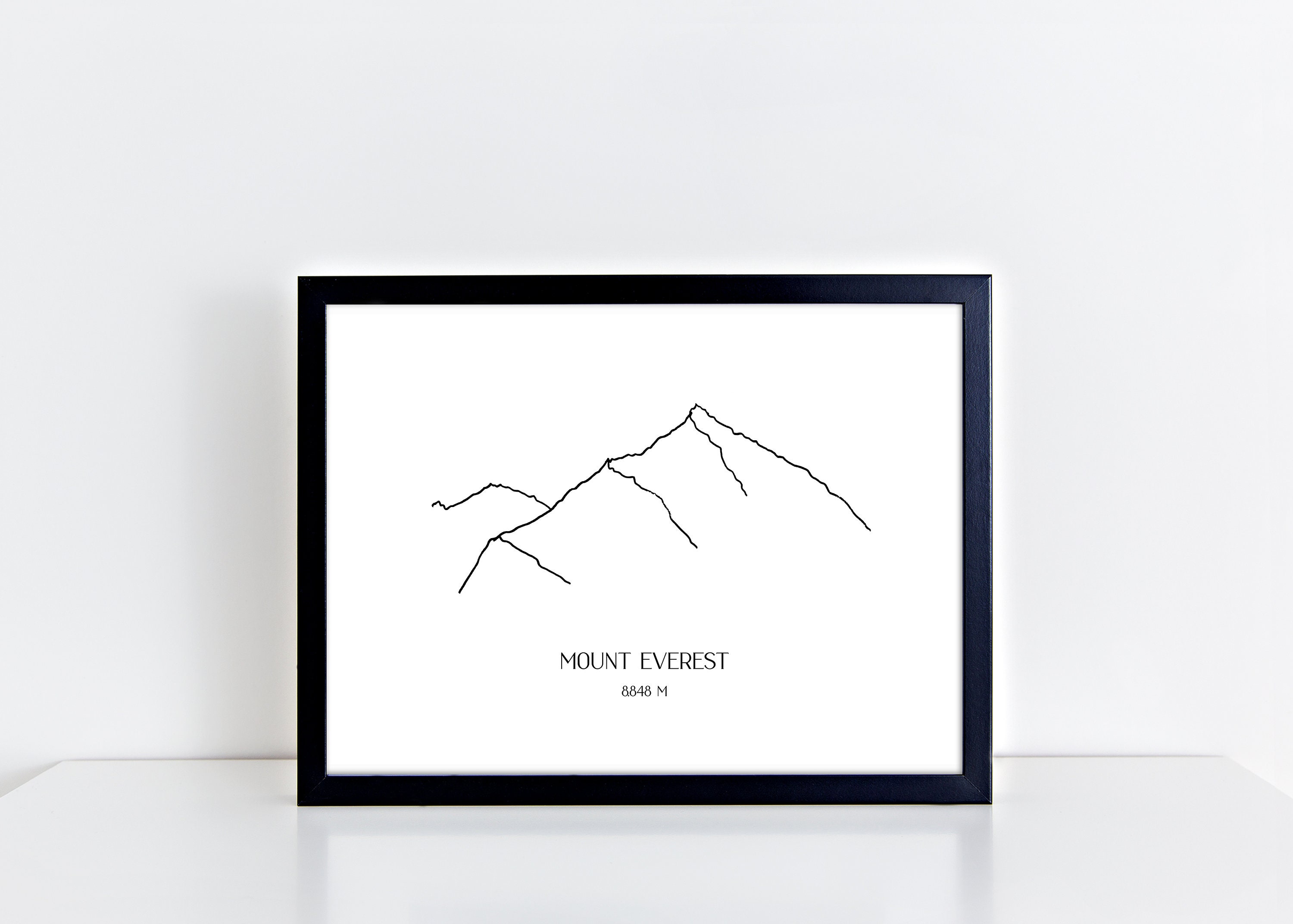 Mount Everest Line Drawing, Mount Everest, Fathers Day Gift, Birthday ...