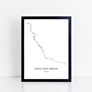 California's Pacific Coast Highway Road Trip Line Drawing - Etsy